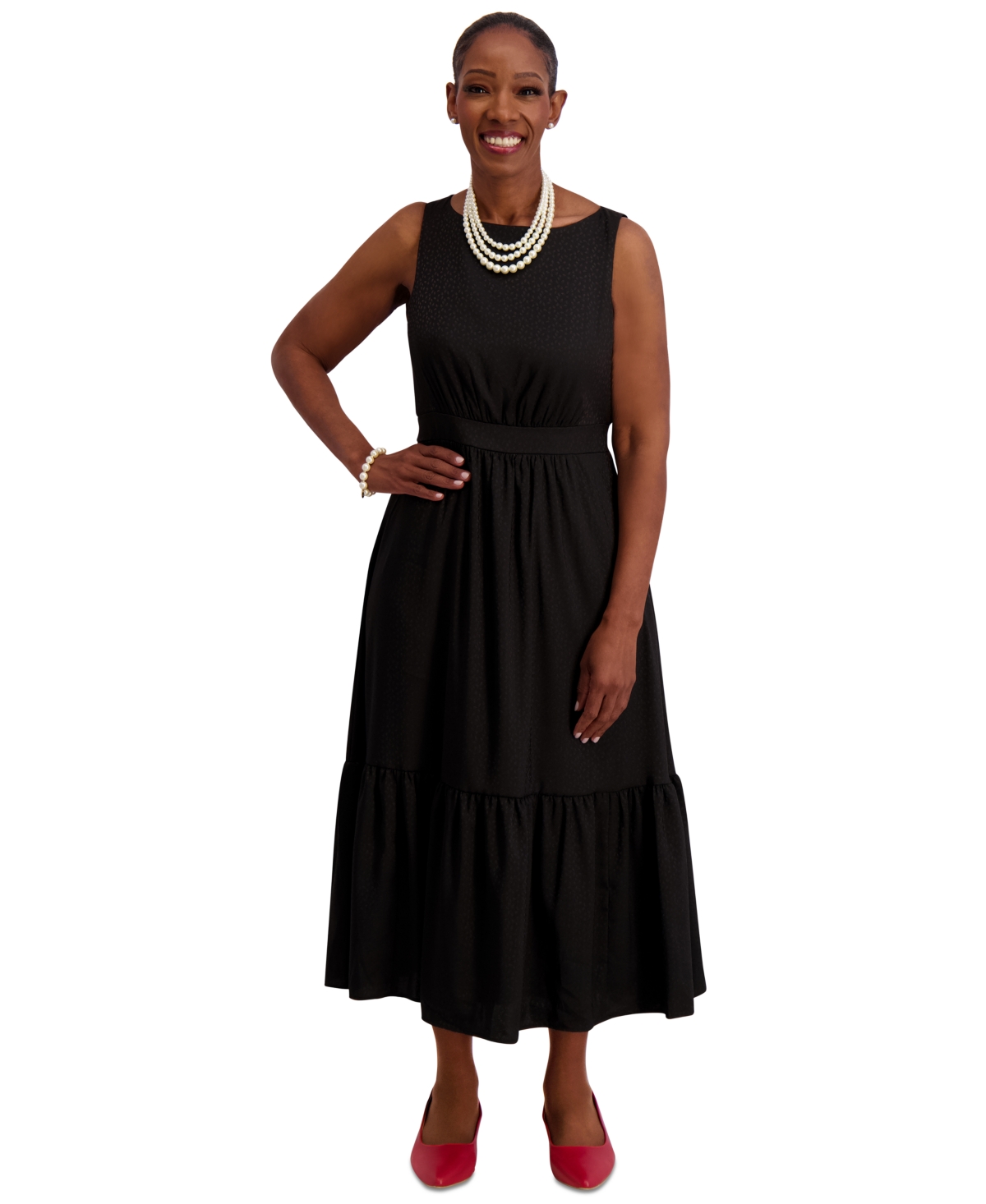 Click here for Kasper Womens Tiered Midi Dress  Regular & Plus Si... prices