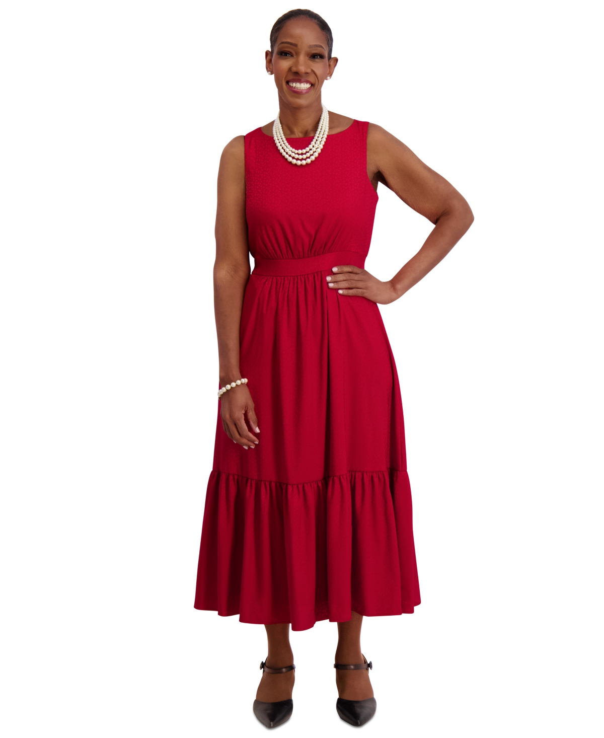 Click here for Kasper Womens Tiered Midi Dress  Regular & Plus Si... prices
