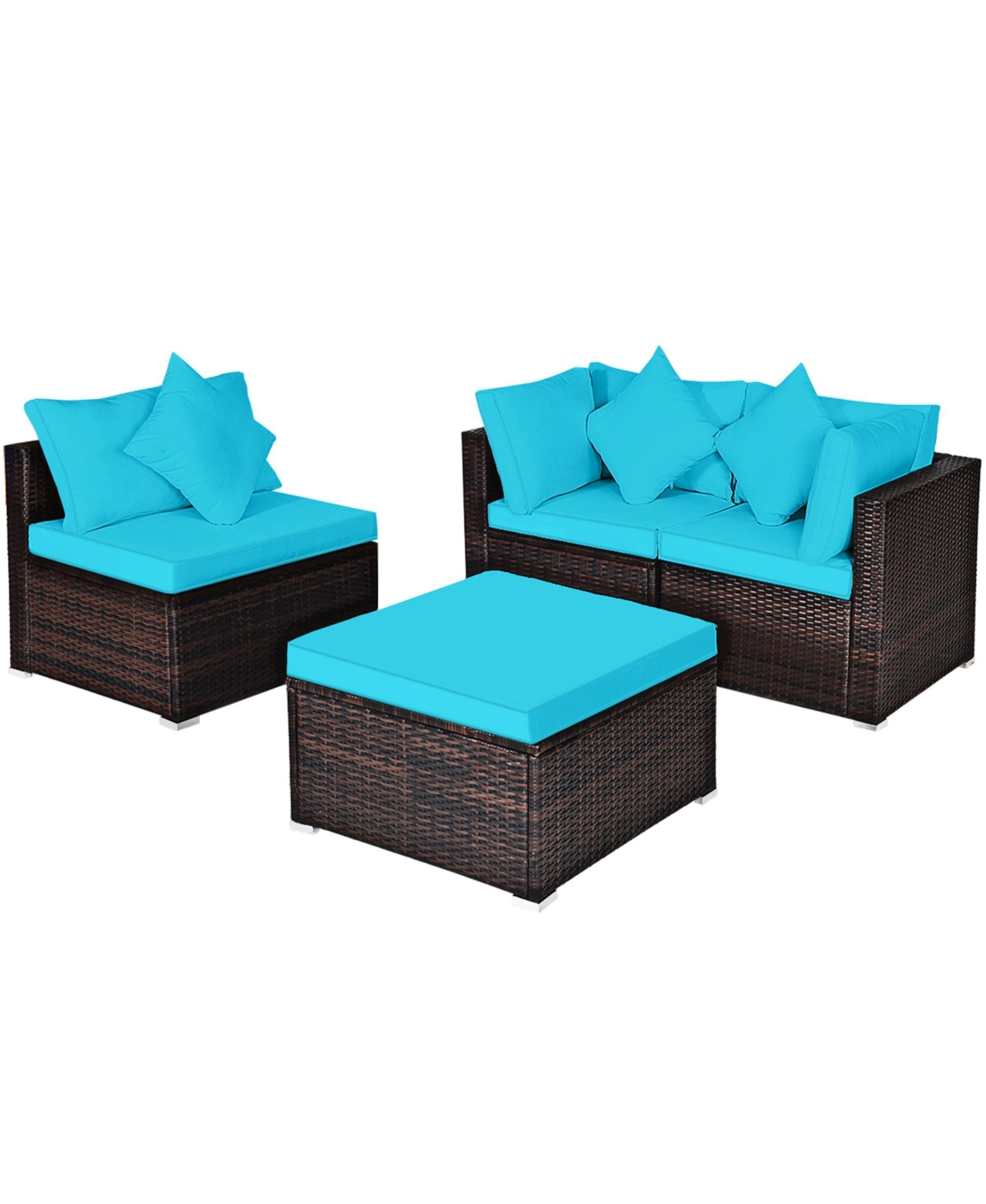 Click here for Gymax 4PCS Rattan Patio Conversation Furniture Set... prices
