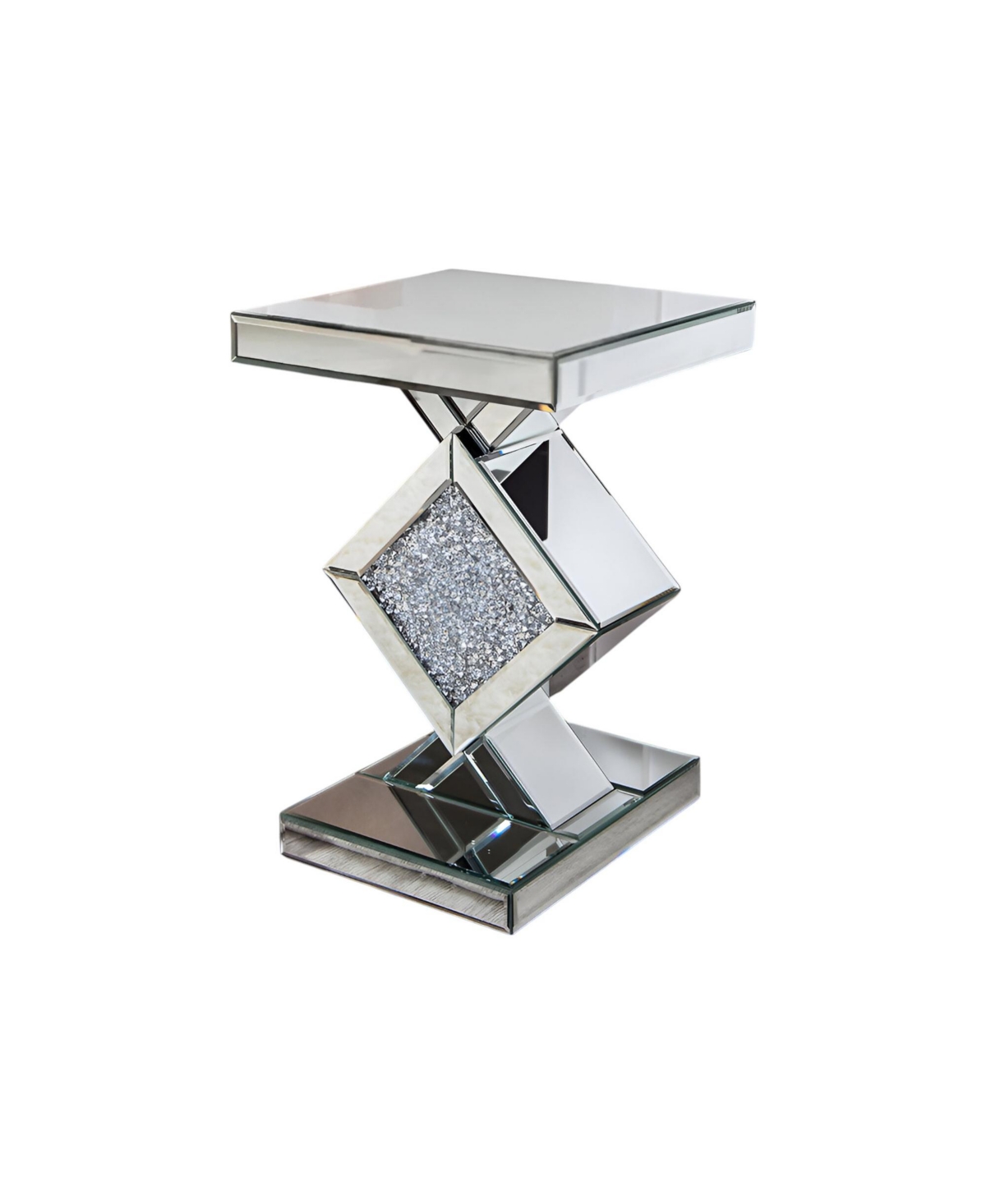 Click here for Mirrored Glass End Table with Faux Crystals for Li... prices