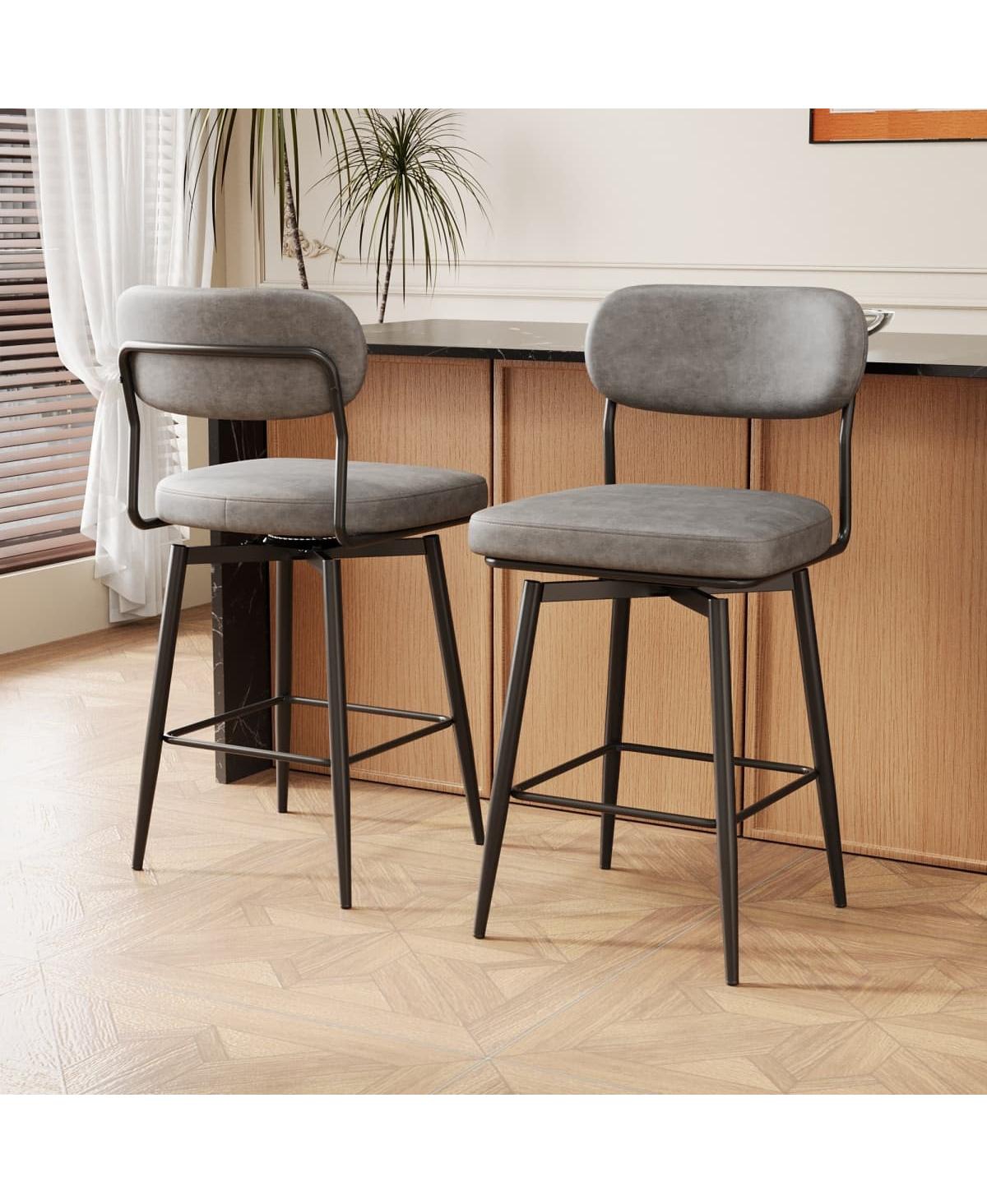 Click here for Set of Two Swivel Bar Stools with Leather Cushions... prices