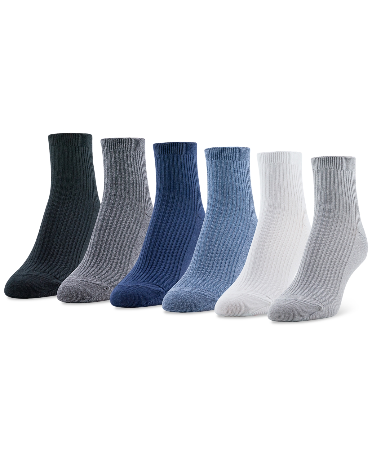 Gold Toe Womens 6-Pk. Simple Ribbed Quarter Socks GTDL0155R06 - Blue Pack