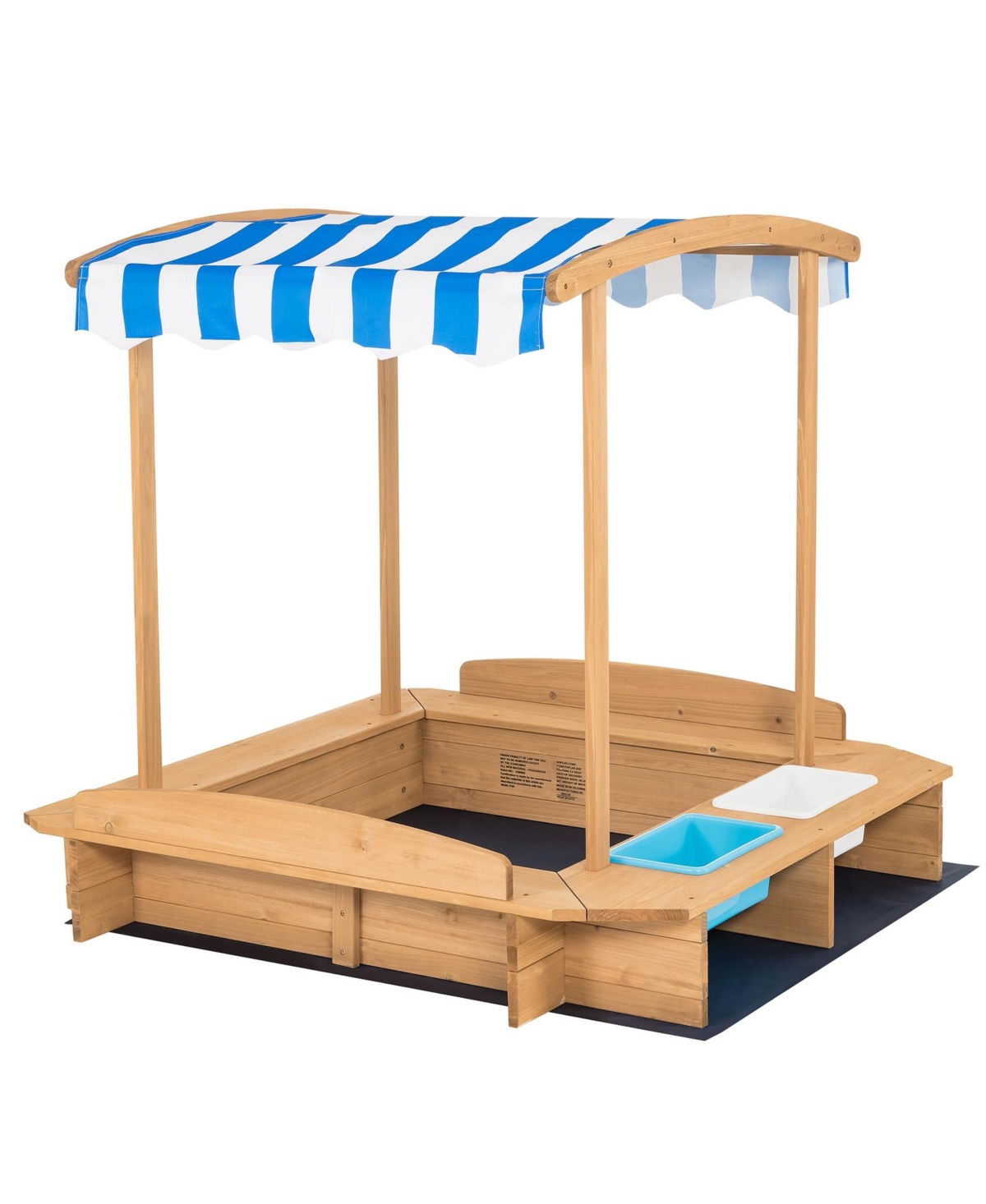 Click here for Kids Wooden Sandbox with Striped Canopy - Natural prices