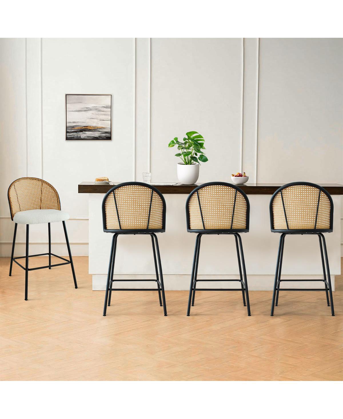 Click here for Set of 4 Rattan Back Counter Height Bar Stools  Mo... prices