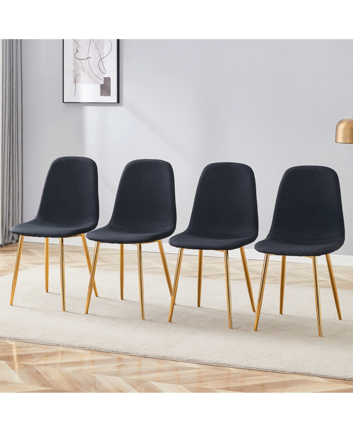 Click here for Streamdale Black Linen Dining Chairs - Set of 4  G... prices