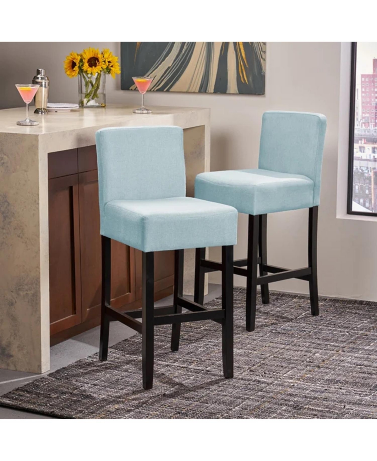 Click here for Streamdale 30-inch Fabric Barstool with Solid Wood... prices