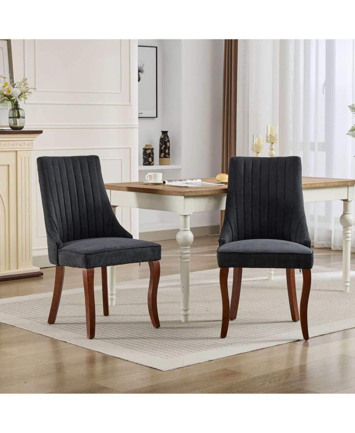 Click here for Streamdale Rayon Linen Dining Chairs  Set of 2 (Bl... prices