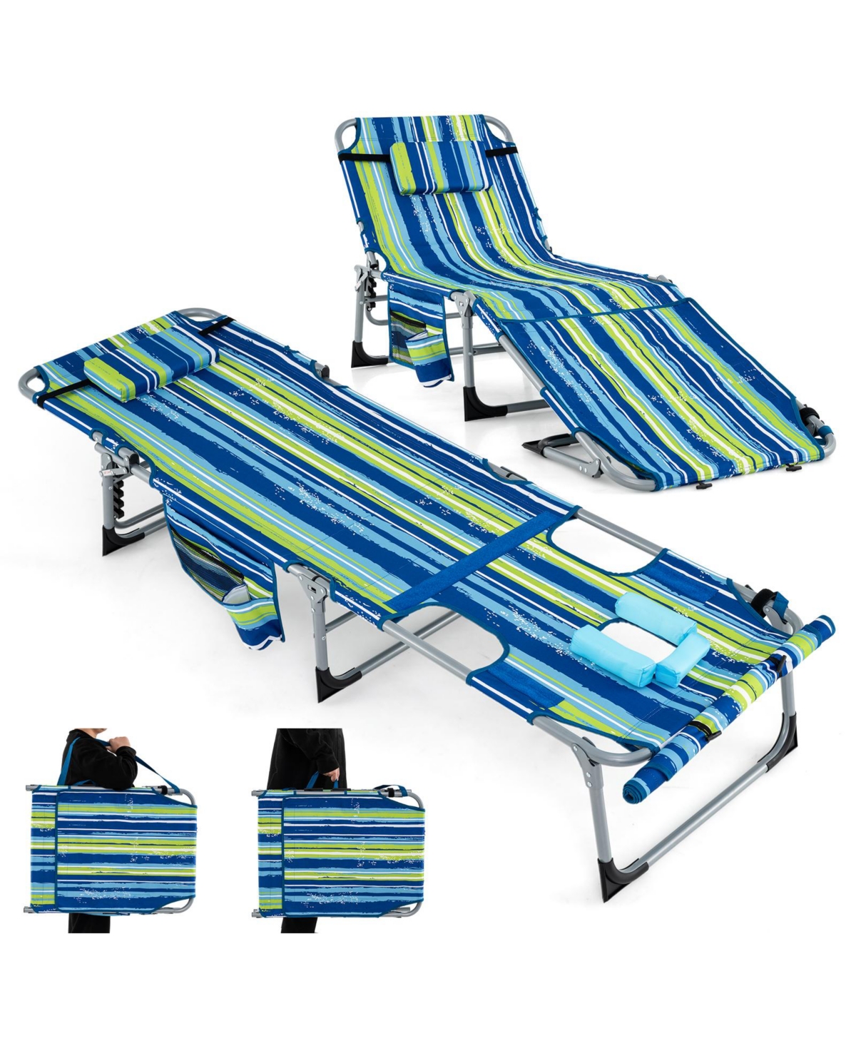 Click here for 5-position Outdoor Folding Chaise Lounge Chair - B... prices