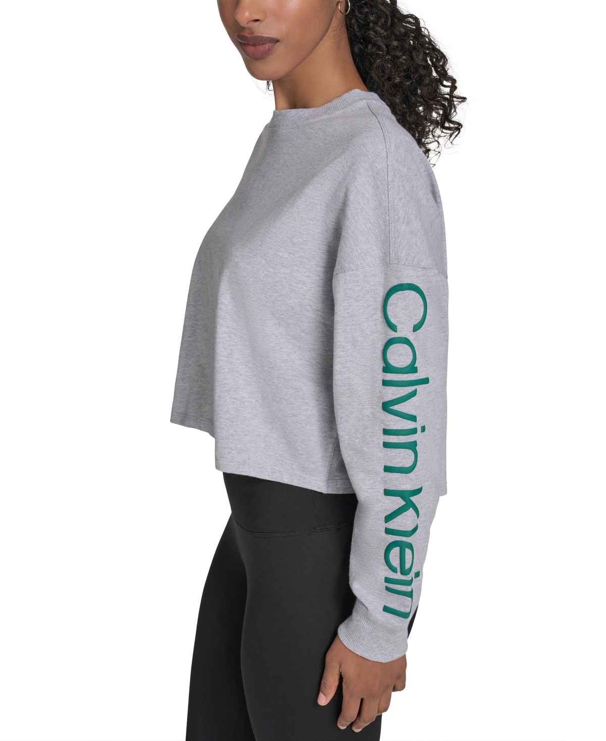 Click here for Calvin Klein Performance Womens Logo Cropped Long-... prices