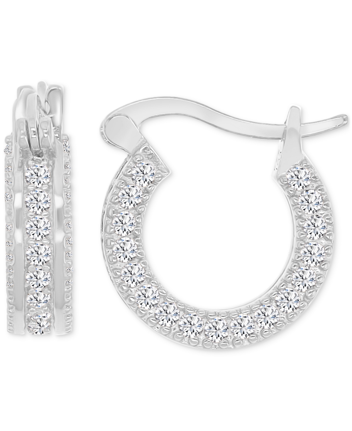 Click here for Cubic Zirconia Huggie Hoop Earrings in Sterling Si... prices
