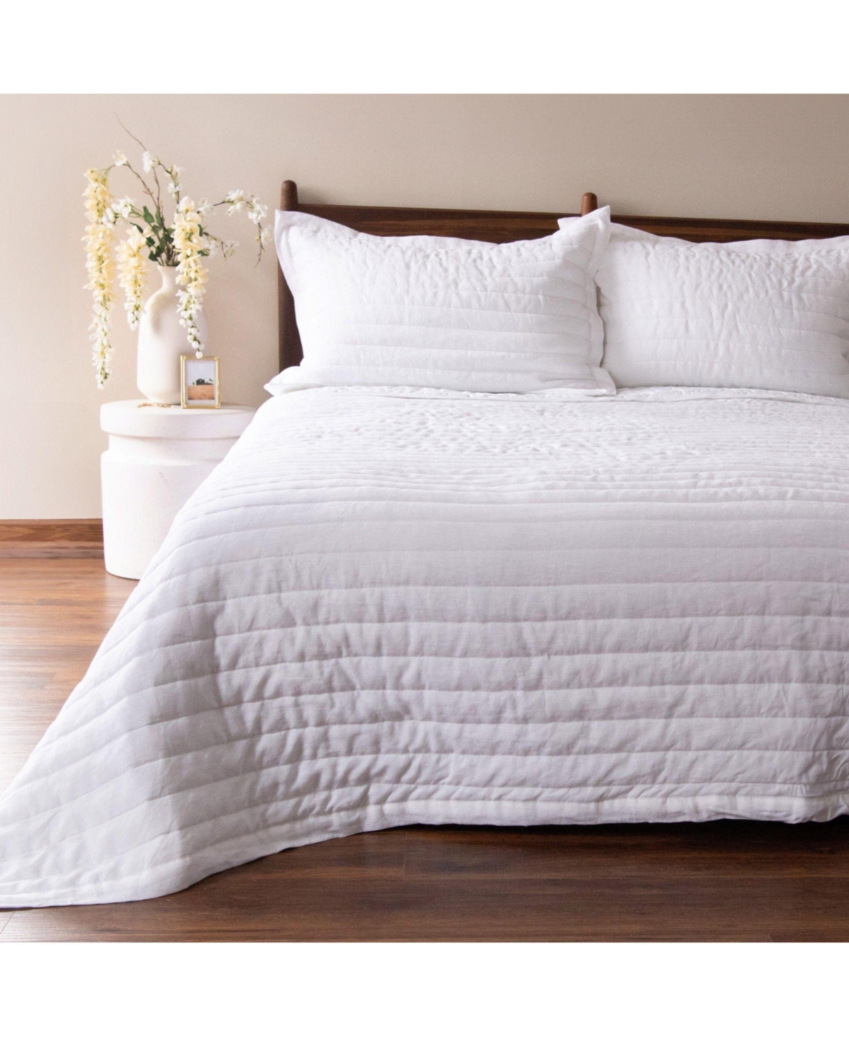 Click here for French Linen Channel Stitch Quilt & Sham Set - Kin... prices