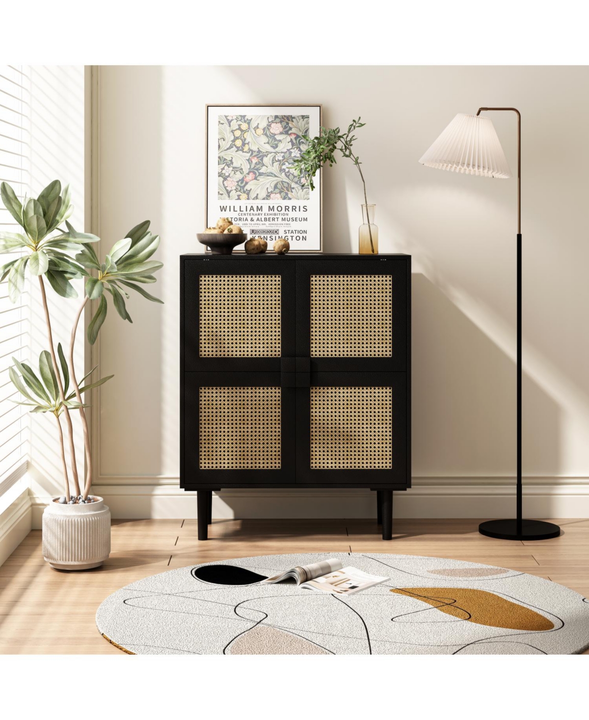 Click here for Streamdale 4-Door Rattan Mesh Cabinet for Entryway... prices