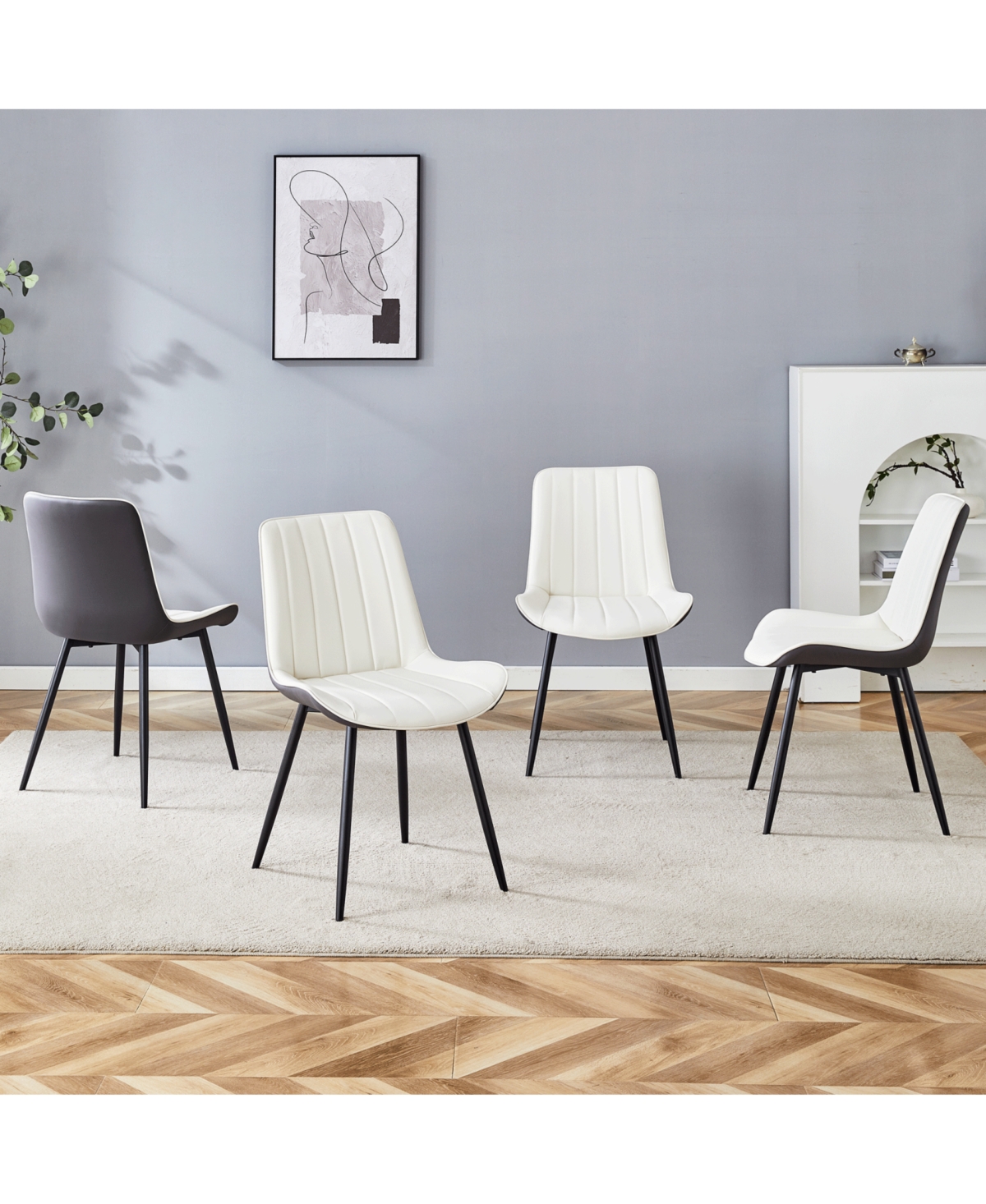 Click here for Streamdale Dining Chair Set - 4 Piece  White/Gray... prices
