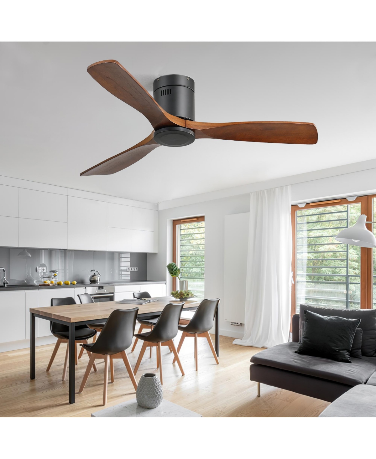 Click here for 52 Modern 3 Solid Wood Blade Ceiling Fan with 6-sp... prices