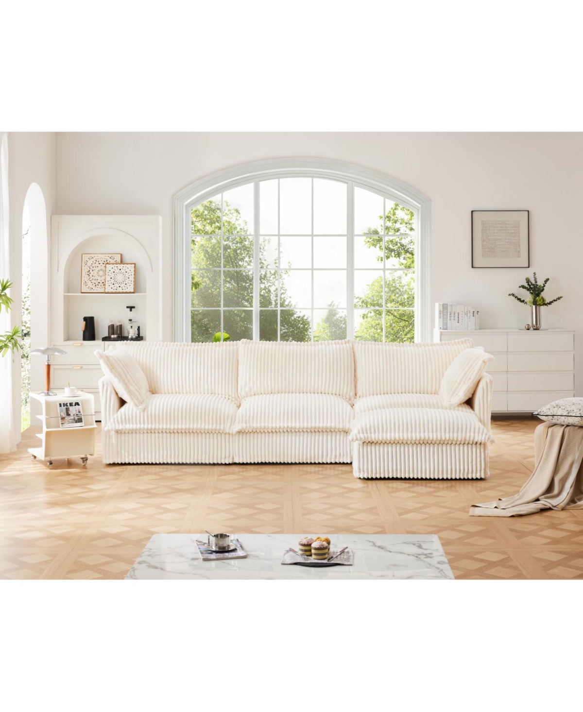 Click here for Streamdale Corduroy L-Shaped Sectional Sofa with O... prices