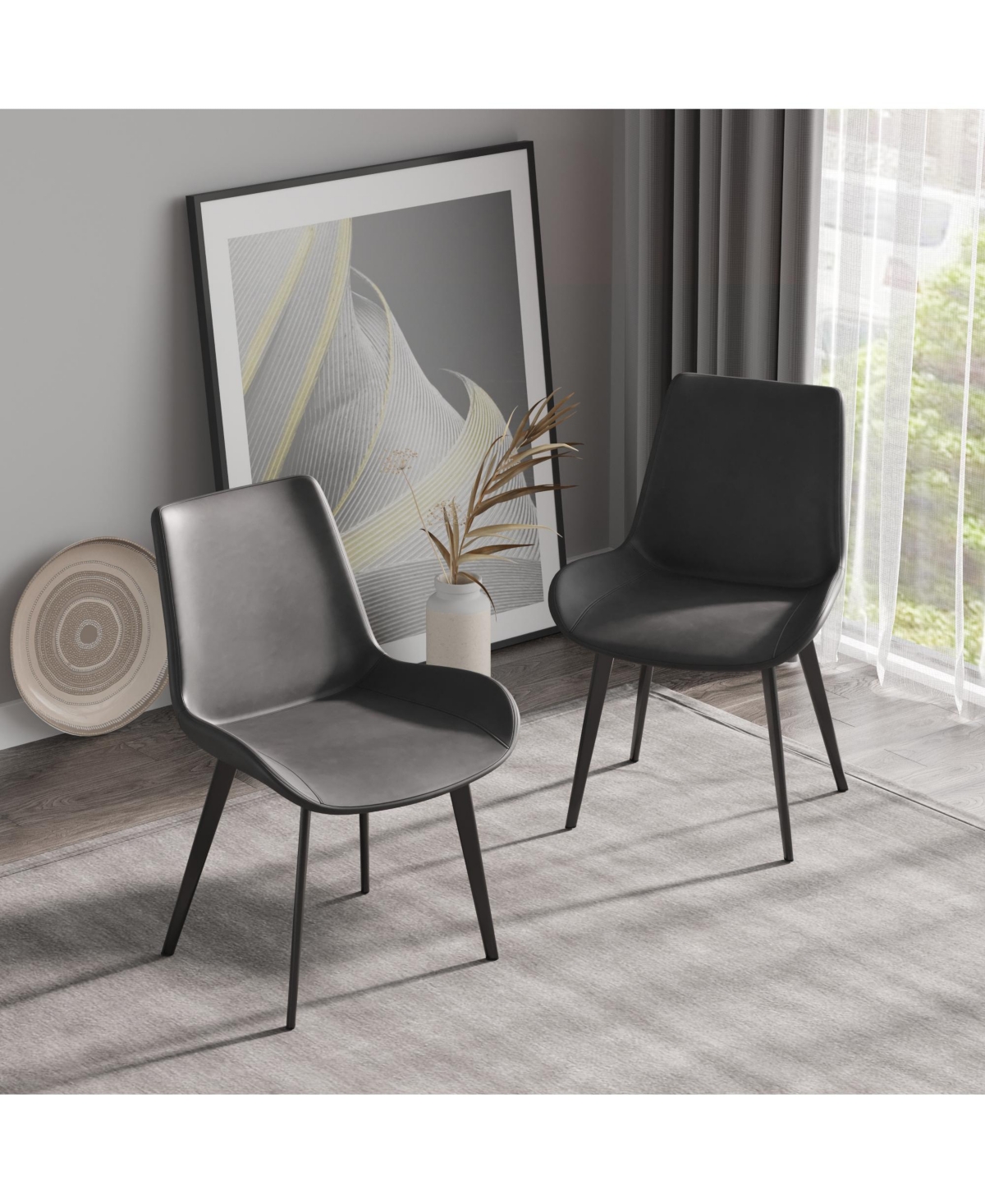 Click here for Streamdale Grey Dining Chair with Black Metal Legs... prices