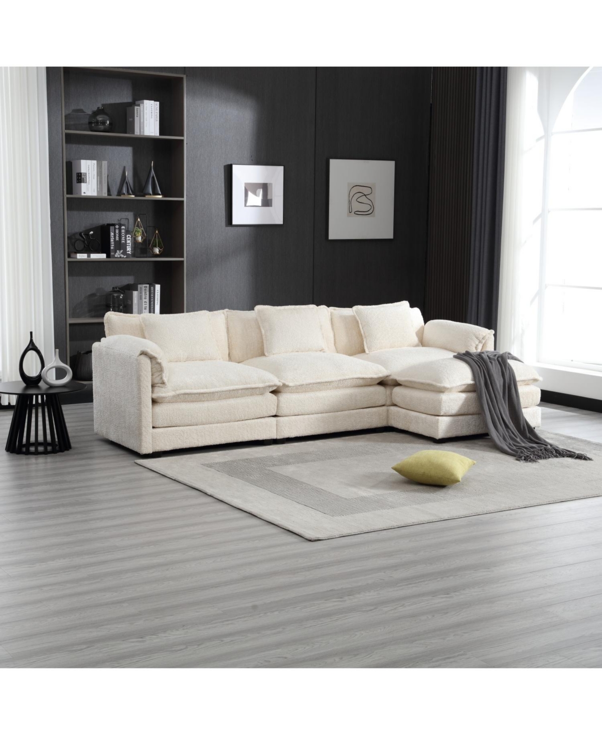 Click here for Modern Large boucle Fabric L-Shape Sectional Cheni... prices