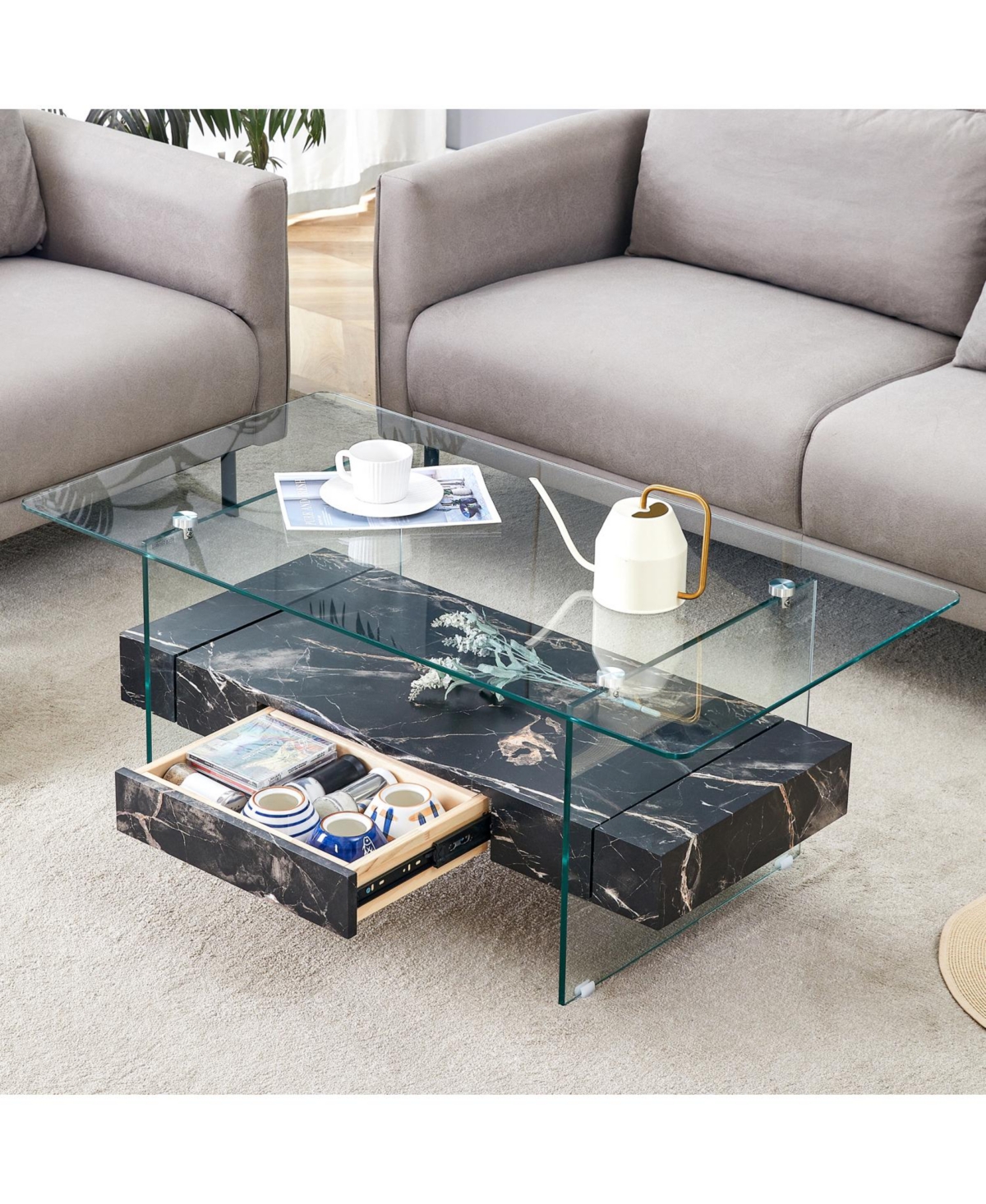 Click here for Streamdale 43.3" Modern Two-Tier Glass Coffee... prices