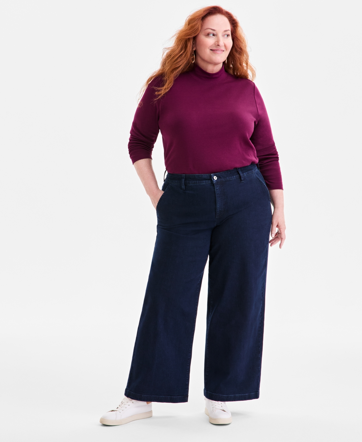 Click here for Style & Co Plus Size High Rise Wide-Leg Jeans  Mac... prices