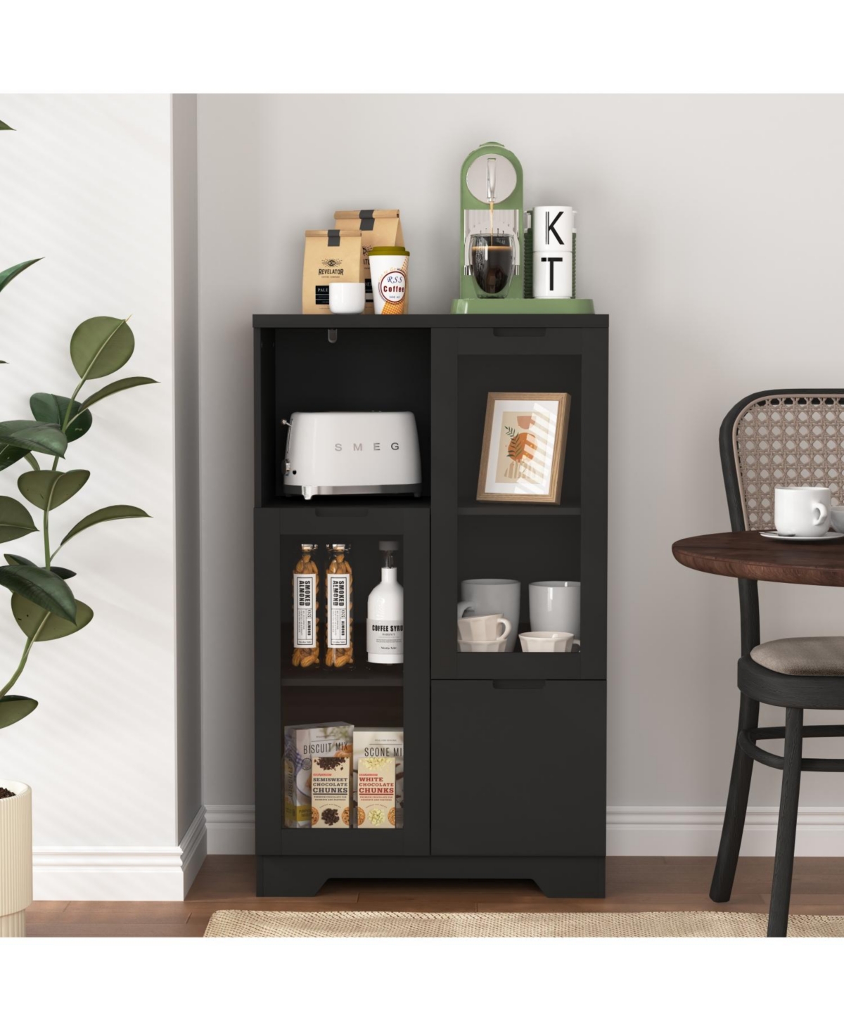 Click here for Streamdale Black Floor Cabinet with Glass Doors &... prices