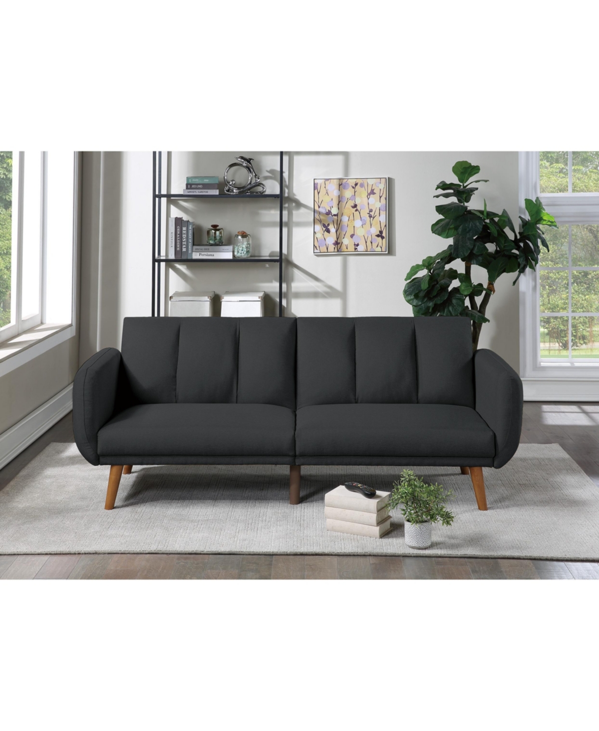 Click here for Streamdale Black Polyfiber Convertible Sofa Bed wi... prices