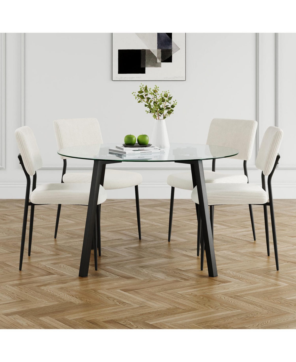 Click here for Streamdale Modern Round Glass Table with 4 Chairs... prices