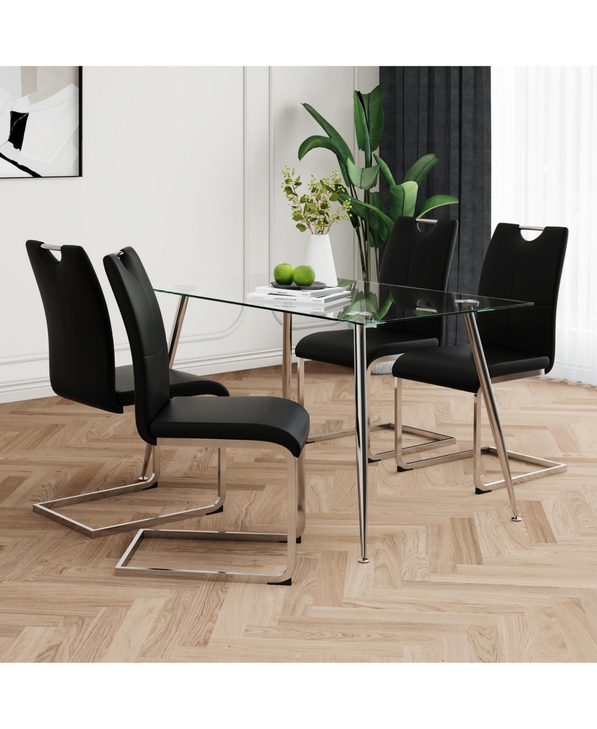 Click here for Rectangular Glass Dining Table Set with Pu Chairs... prices