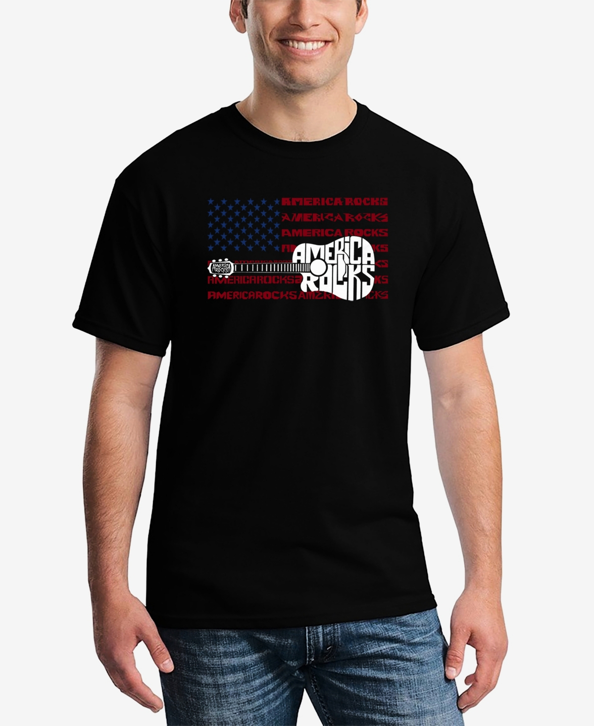 Click here for La Pop Art Mens America Rocks Word Art T-Shirt - B... prices