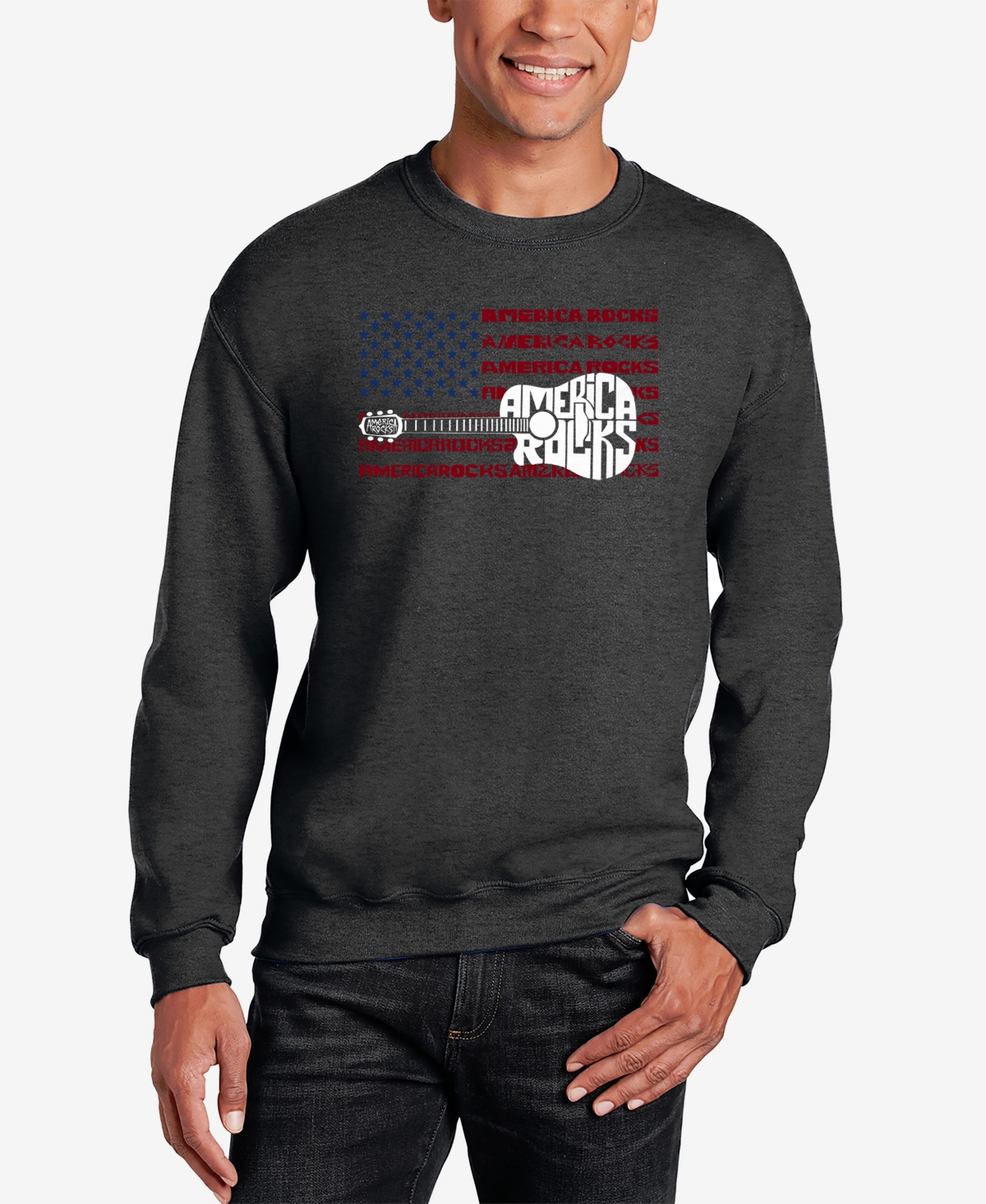 Click here for La Pop Art Mens America Rocks Word Art Crewneck Sw... prices