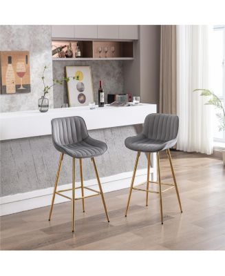 Streamdale Chrome and Velvet Bar Stool (Set of 2) - Macy's