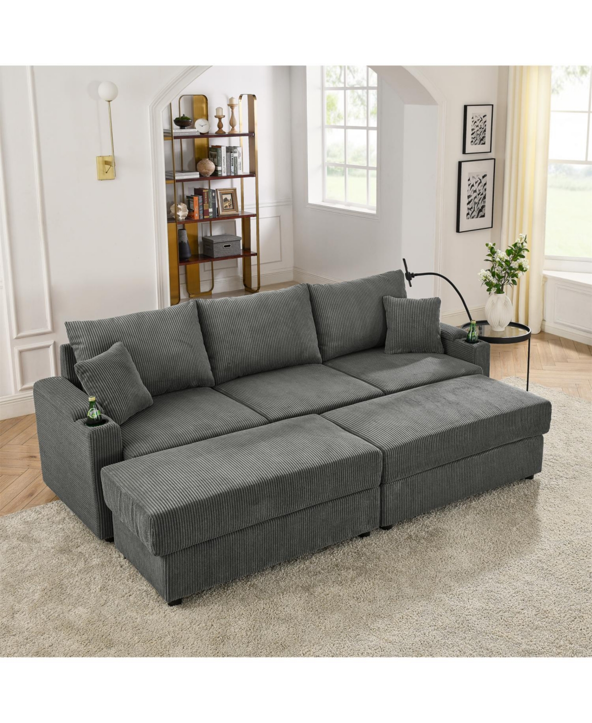 Click here for Streamdale Modern Sofa Bed with Storage  Ottomans... prices