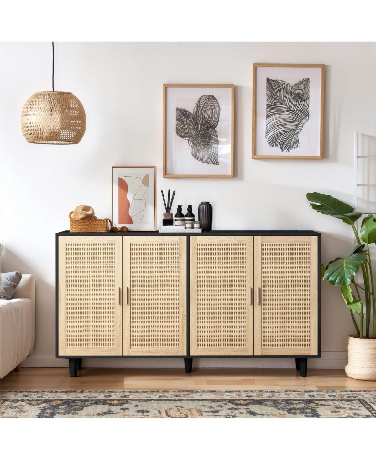 Click here for 62.20" Elegant and Functional 4-Door Rattan D... prices