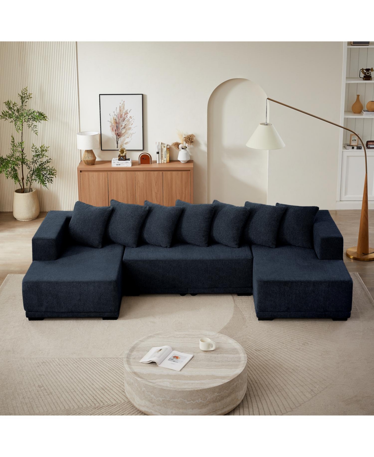 Click here for Streamdale Chenille U-Sofa Minimalist Sectional So... prices