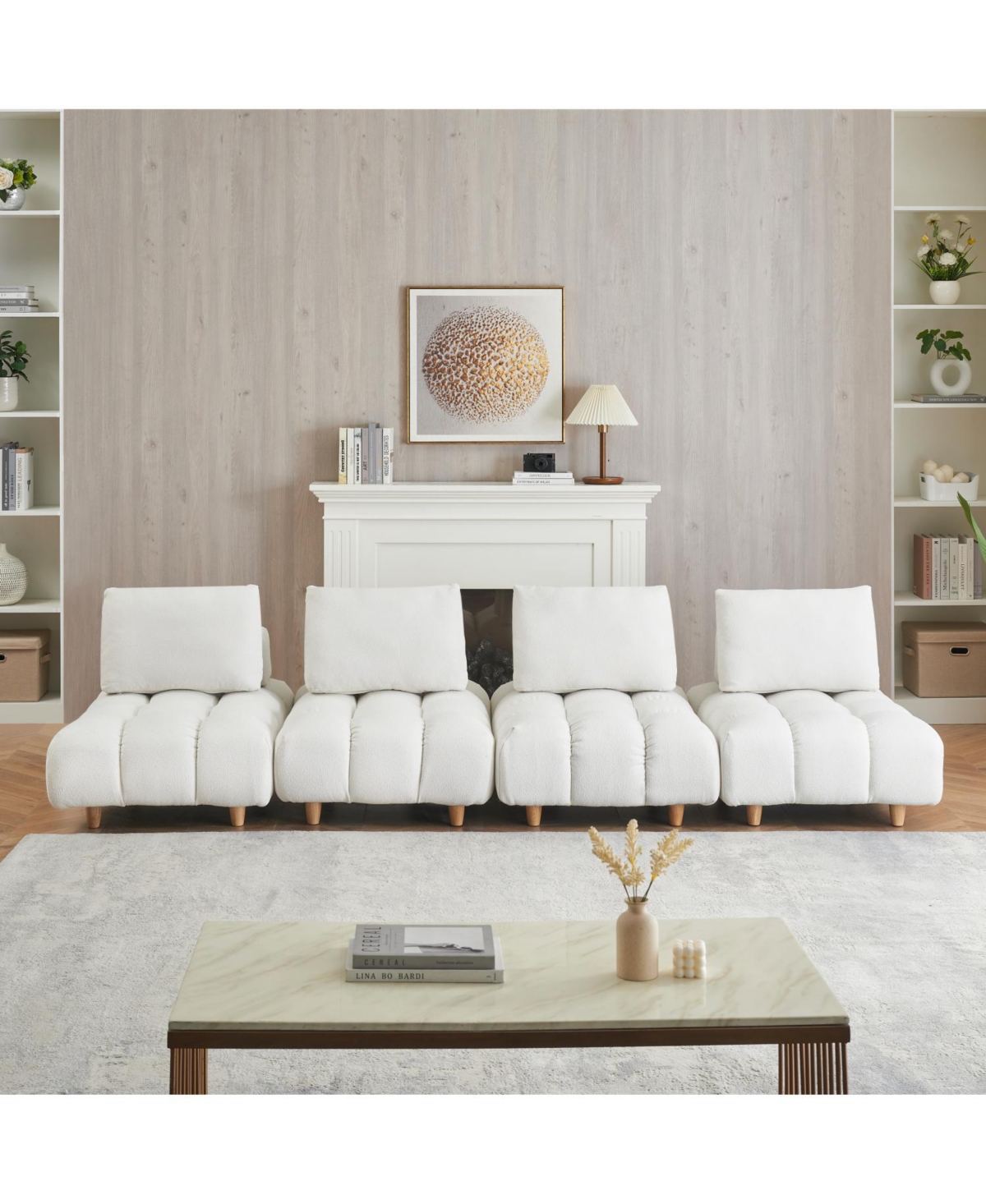 Click here for Streamdale Beige Teddy Sofa Fabric (120") - B... prices