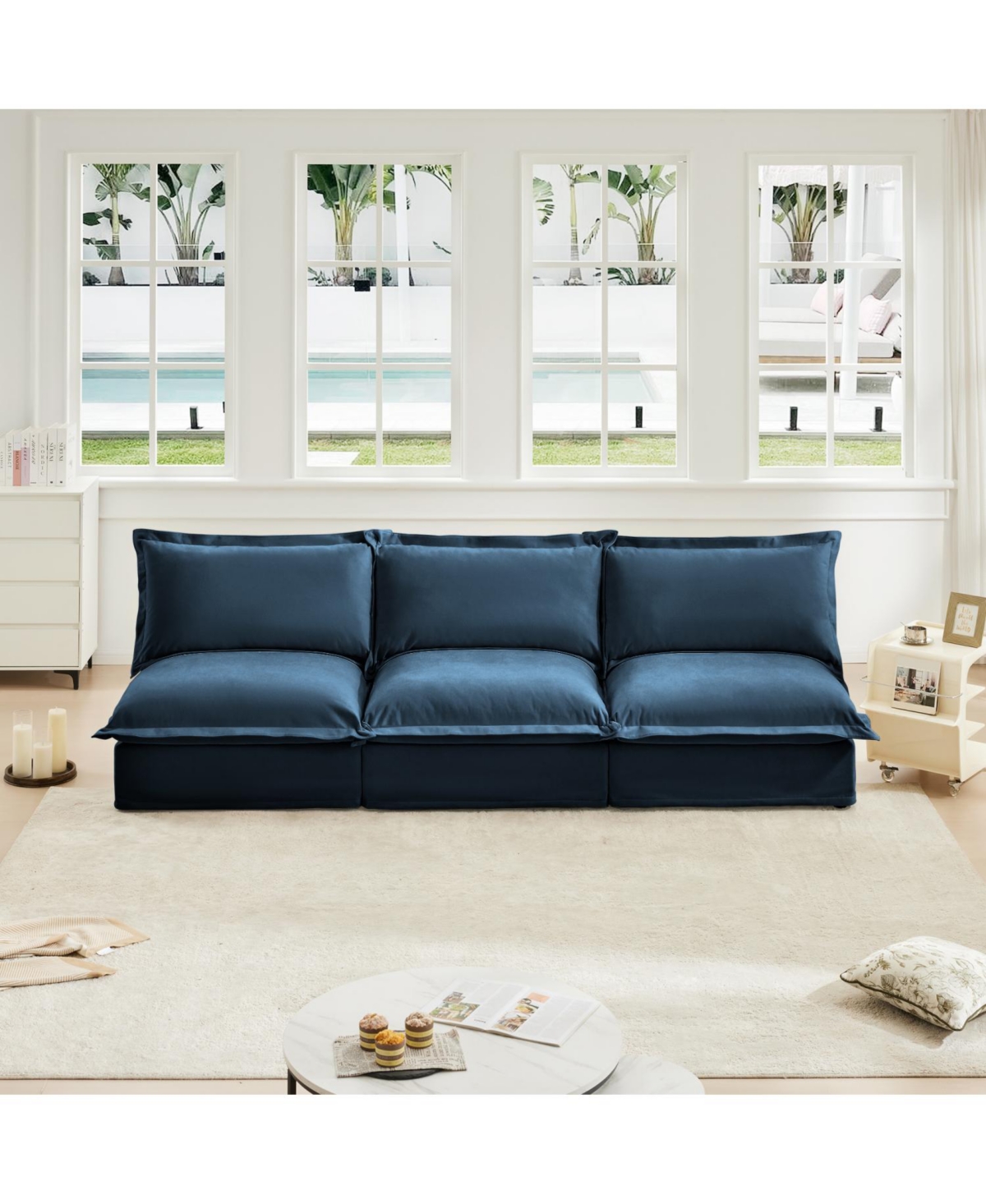 Click here for Modern 3-Seat Sofa: Armless  Modular  Deep Seat  C... prices