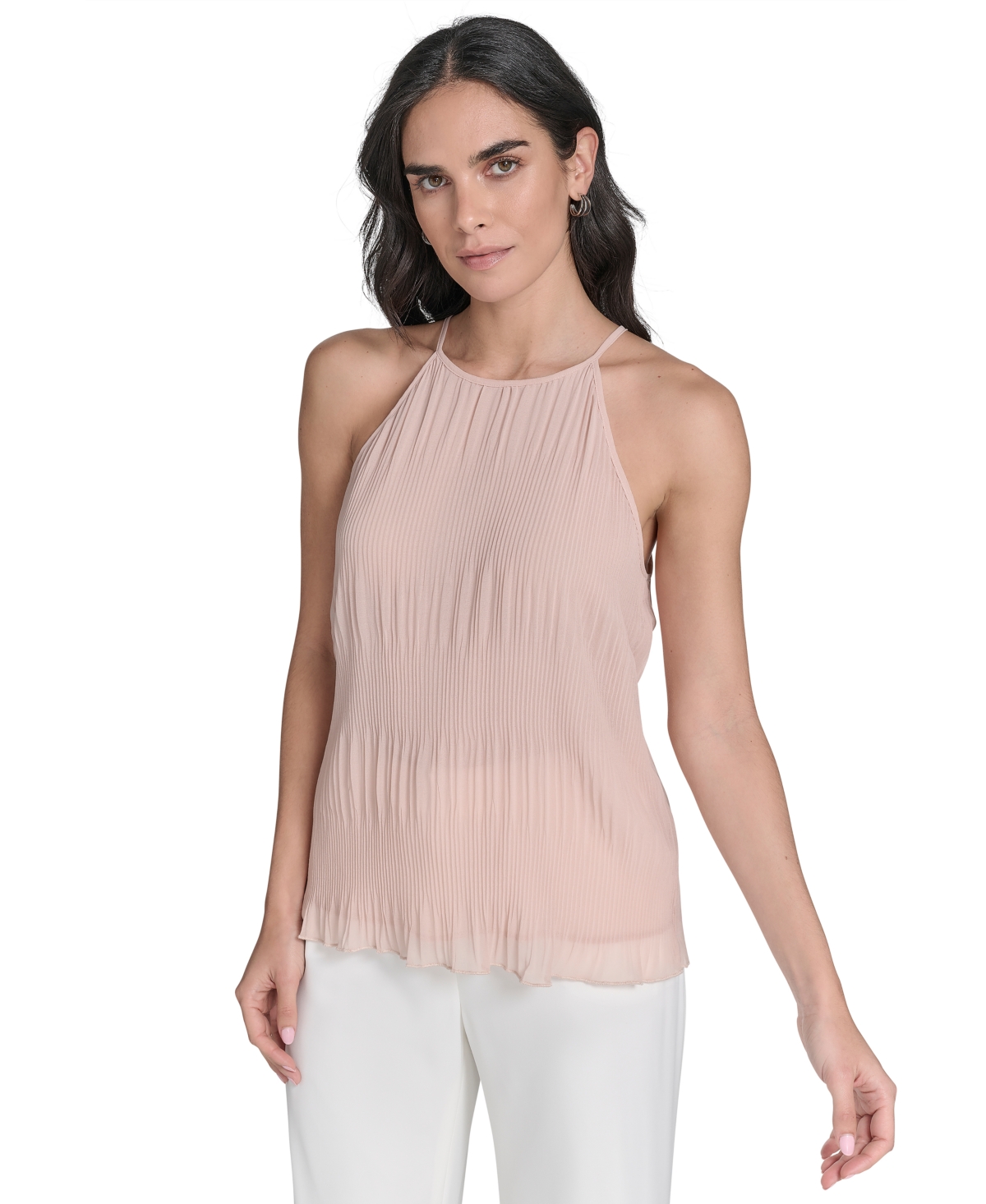 Click here for Calvin Klein Womens Pleated Chiffon Halter-Neck To... prices