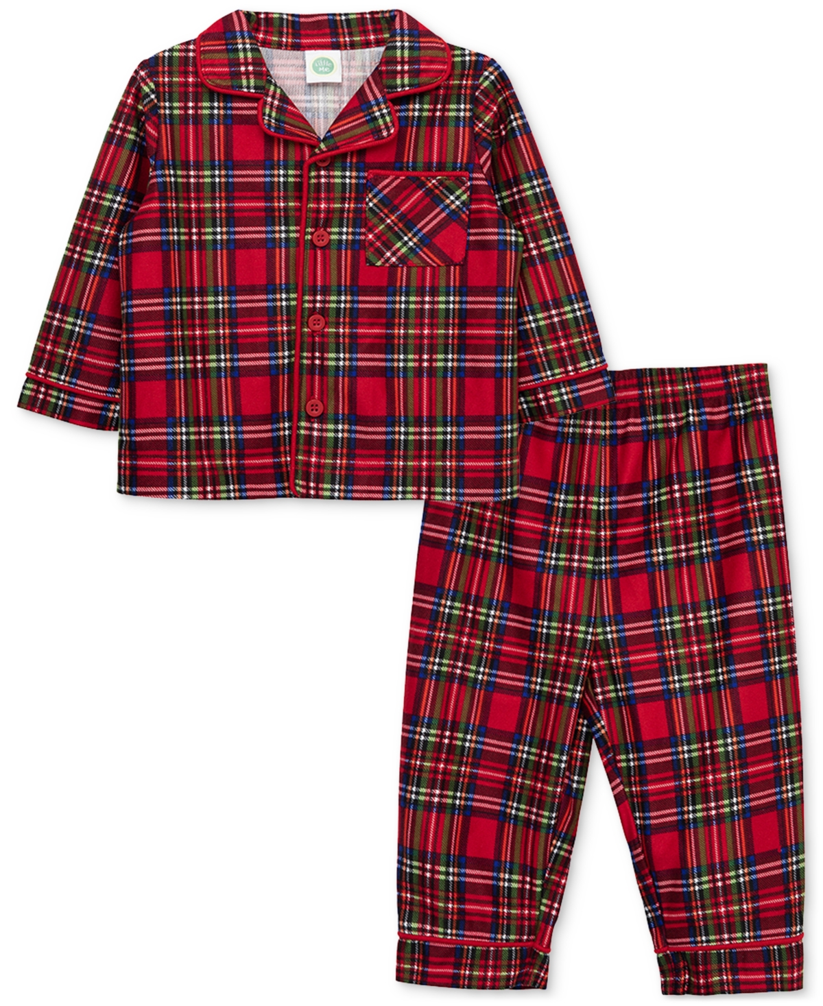 Click here for Little Me Toddler Boys Plaid Coat-Style Pajama Top... prices