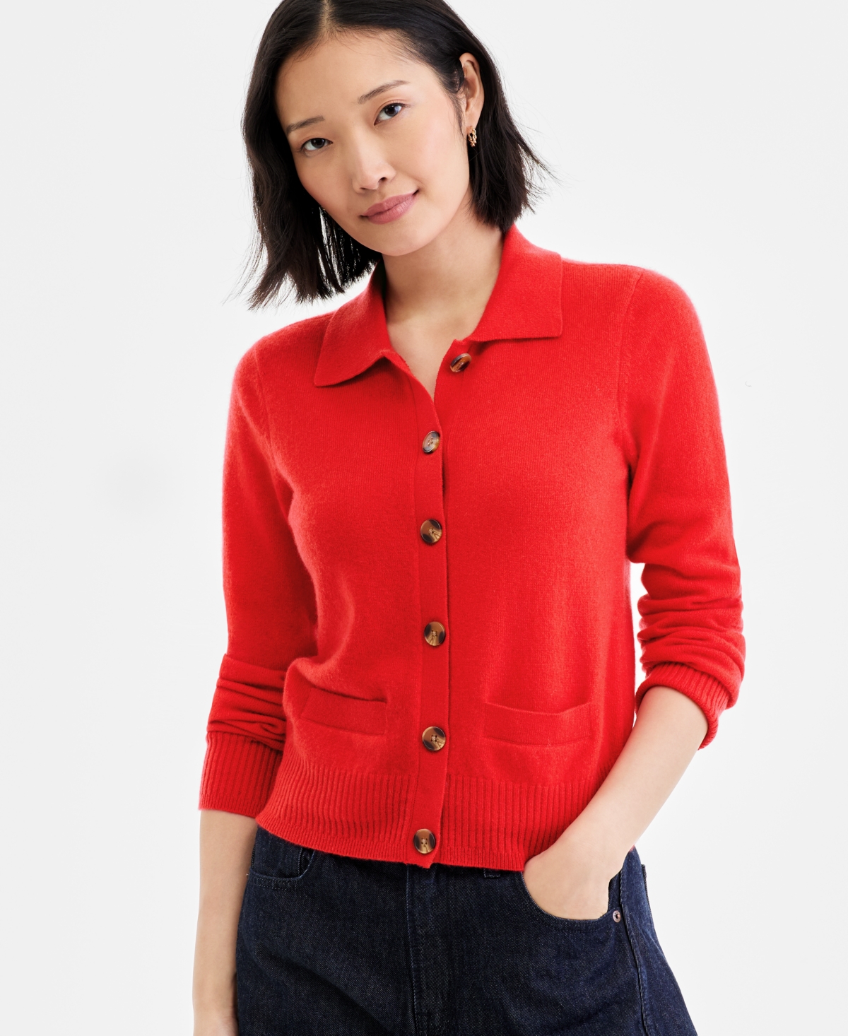 Click here for Charter Club Womens 100 Cashmere Collared Shrunken... prices