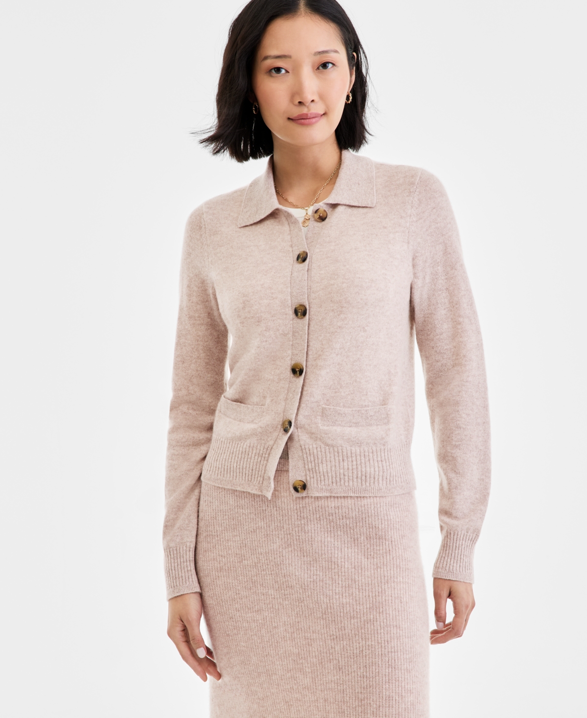 Click here for Charter Club Womens 100 Cashmere Collared Shrunken... prices