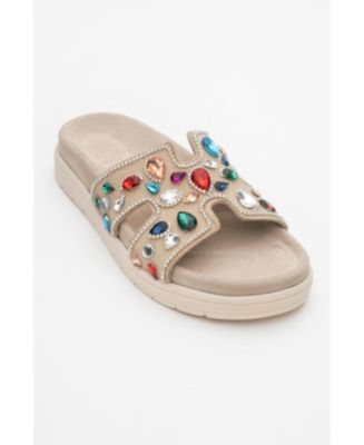 Denilla Leather Embellished Slide Sandal (Women) - Macy's