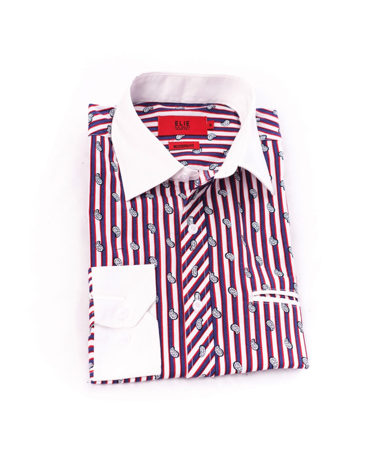 Click here for Elie Balleh Little Boys Red Slim Fit Printed Butto... prices