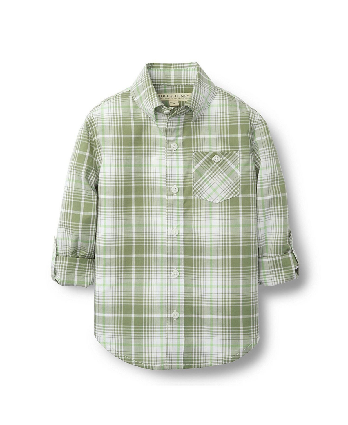 Click here for Hope & Henry Boys Poplin Button Down Shirt - Green prices
