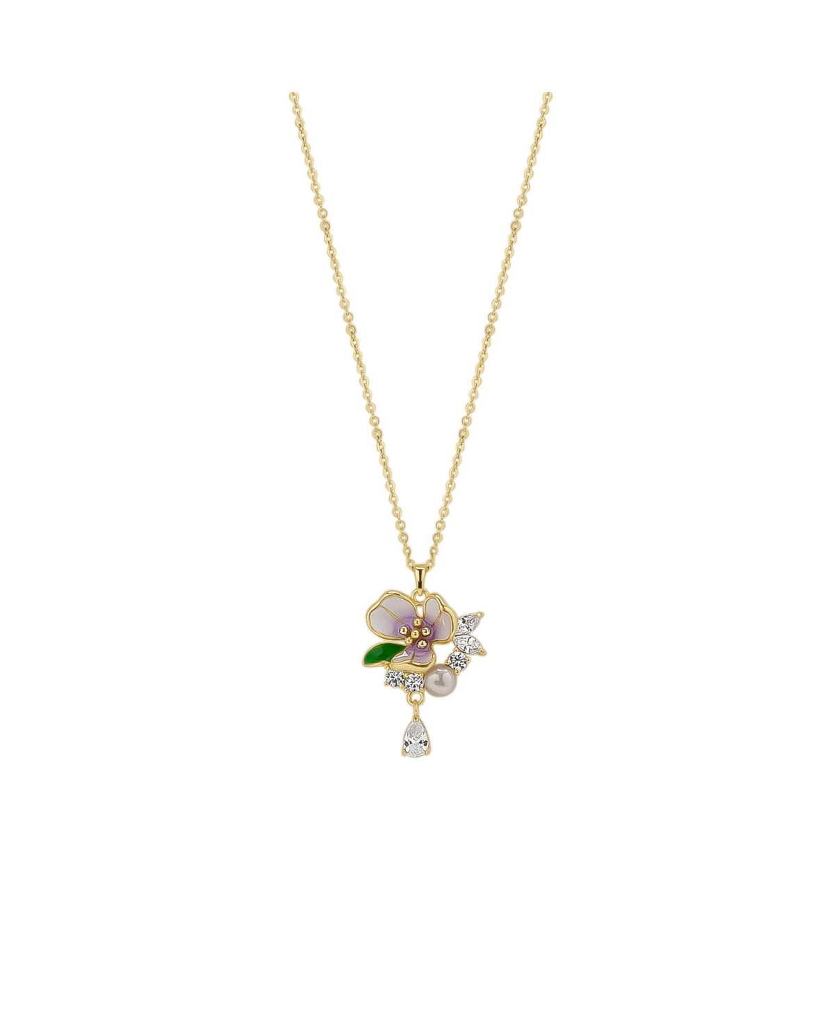 Click here for Spero London Pansy Violet Floral Necklace in Sterl... prices