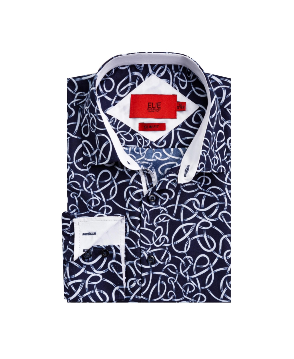 Click here for Elie Balleh Big Boys Navy Slim Fit Swirl Print But... prices