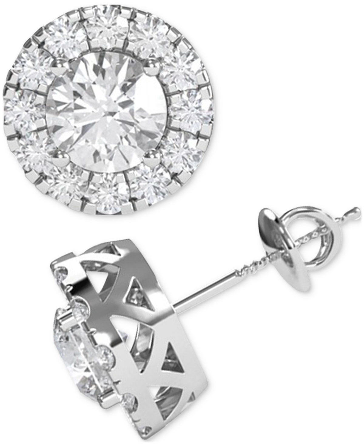 Click here for Diamond Halo Screw Back Stud Earrings (2-1/2 ct. t... prices