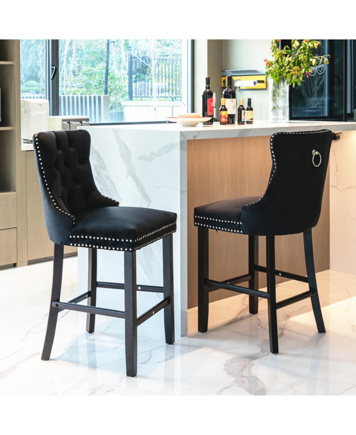 Click here for Contemporary Tufted Velvet Barstools with Wooden L... prices
