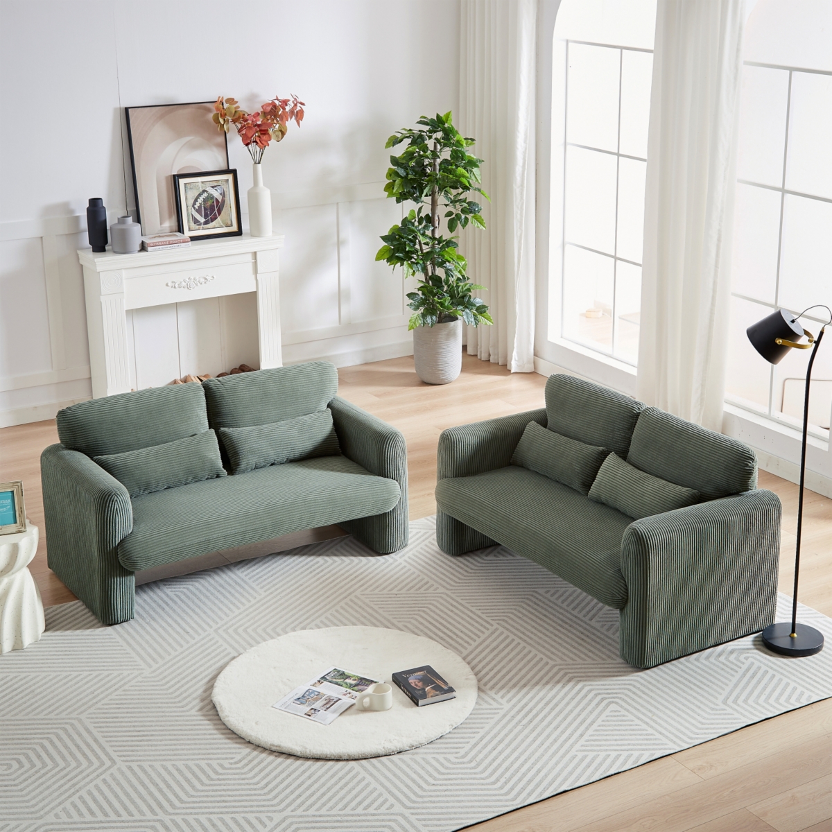 Click here for Streamdale Furniture Cozy Corduroy Sofa with 4 Pil... prices