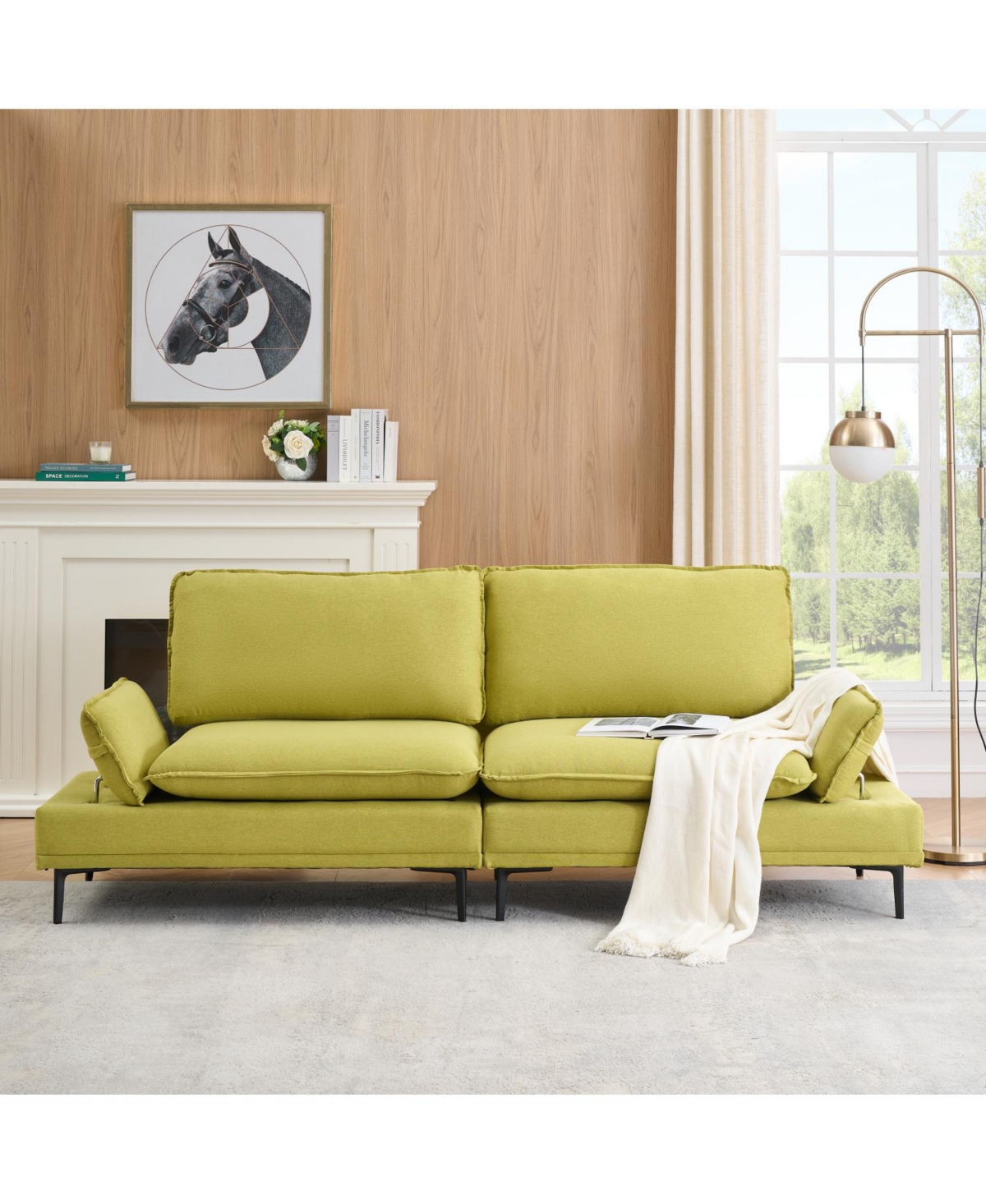 Click here for Streamdale Custom 89" Cotton-Linen Throw Gree... prices