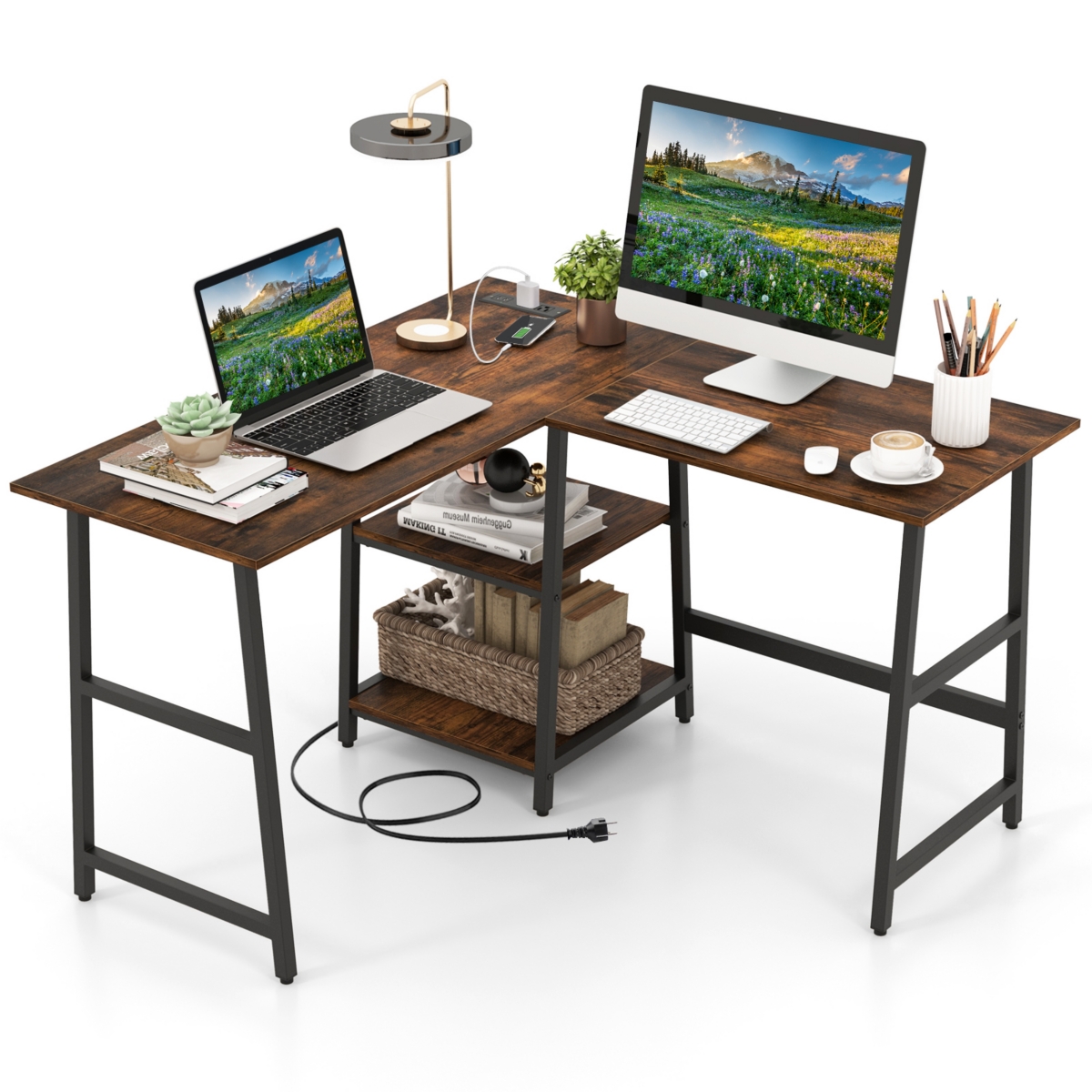 Click here for L-Shaped Corner Computer Desk with Storage Shelves... prices