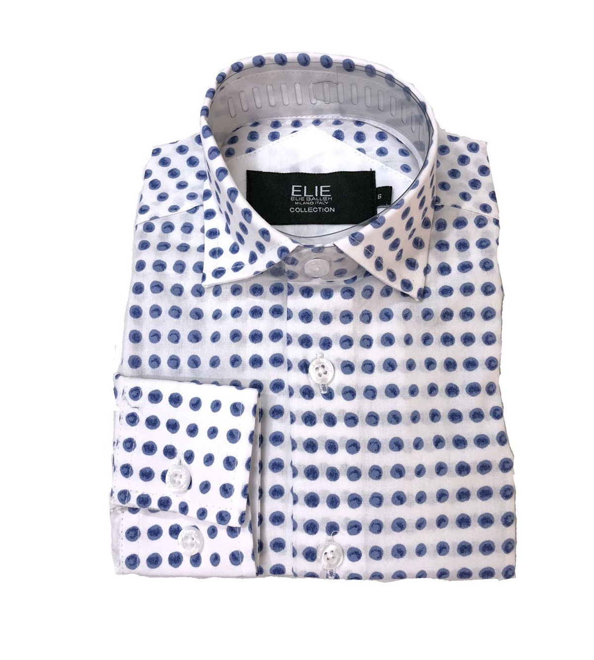 Click here for Elie Balleh Big Boys White Dotted Slim Fit Shirt f... prices